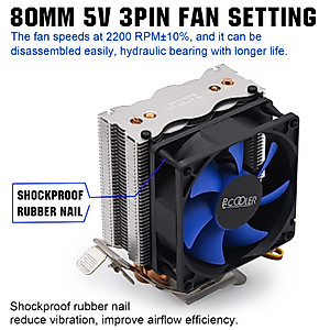 Pccooler S83 CPU Cooler - Mini CPU Heatsink - TDP 95w - Single Tower and Support Dual Fans - Anti-Oxidation Protective Layer - 80mm Silent Fan Suitable for Mini PC Case - Wide Compatibility