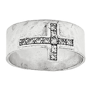 Silpada 'Epistle' Cubic Zirconia Cross Ring in Sterling Silver, Size 7, Size 7