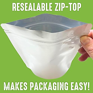 50 Mylar Bags for Food Storage, Airtight 7-Mil Thick Gusseted Zip Lock, Long Term, Reusable, Emergency Food Supply & Freeze Dryer Bags - 1 Cup 5x7 Inch
