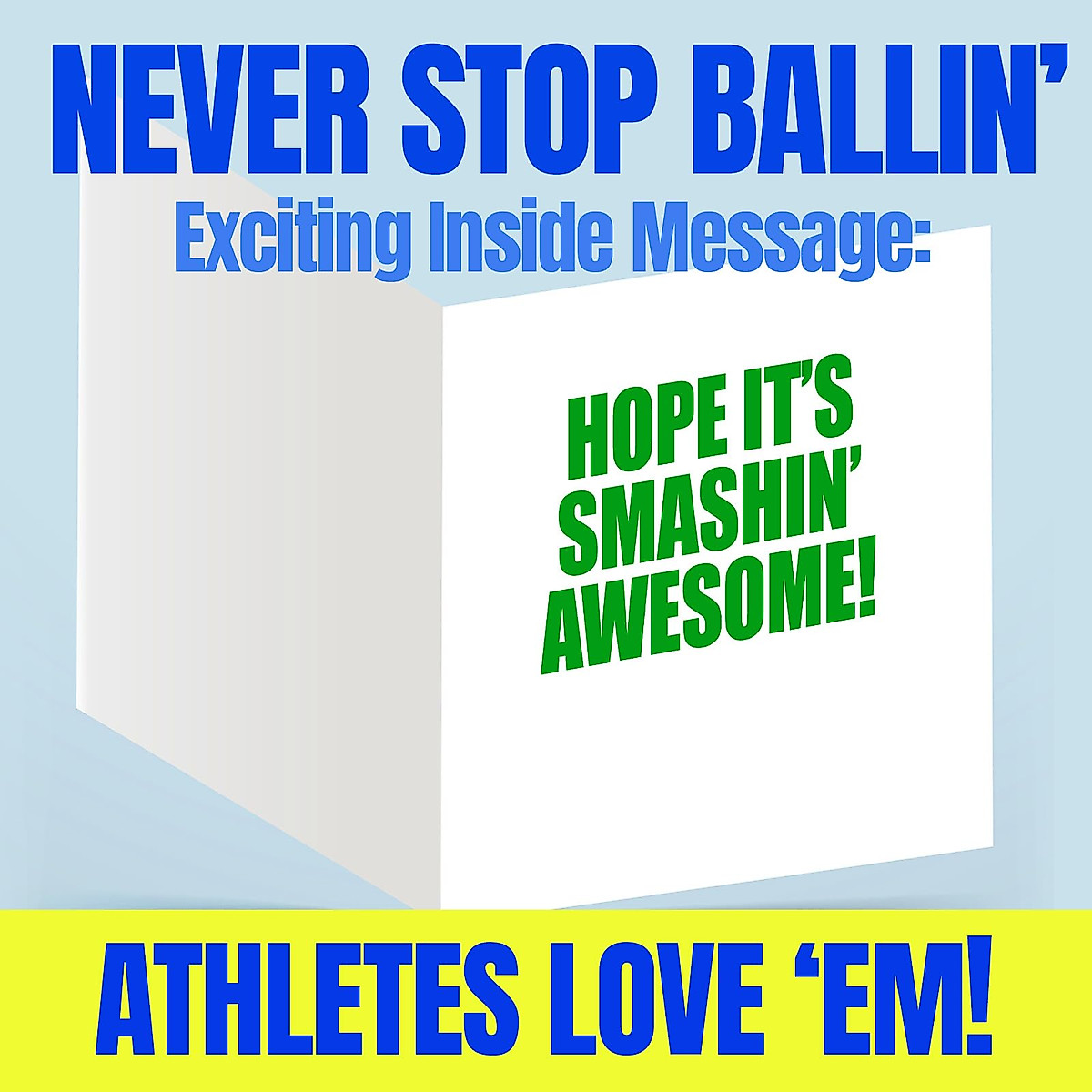 Play Strong Tennis Happy Birthday Baller Birthday Card 1-Pack (5x7) Illustrated Sports Birthday Cards Greeting Cards Awesome for Tennis Players, Coaches and Fans Birthdays, Gifts and Parties!