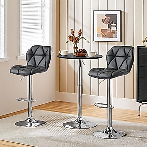 Yaheetech Bar Stools Set of 4, Adjustable PU Leather Swivel Barstools, Modern Counter Stools with Back and Footrest, Counter Height Barstools for Bar, Kitchen, Dining Room, Grey