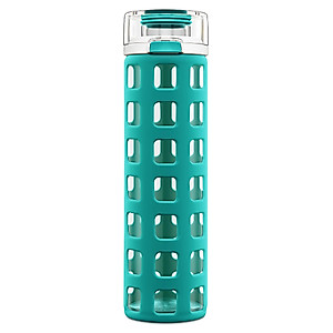 Ello Syndicate 20oz Reusable Glass Water Bottle with One-Touch Leak Proof Flip Lid and Protective Non-Slip Silicone Sleeve and Carry Loop for Coffee, Tea and Water, BPA-free, Dishwasher Safe, Mint