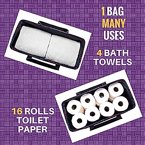 Pursetti Extra Large Utility Tote Bag for Women with 6 Exterior Pockets - Perfect as Beach Bag, Pool Bag, Laundry Bag, Storage Tote for Ballgame, Beach, Pool, and Home (Extra Large, Purple)