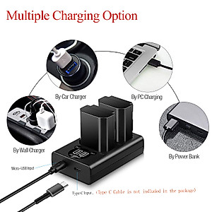 ENEGON NP-FZ100 Battery Replacement and A7iii Battery Charger for Sony A7 III, Sony Alpha A7R III, A7R IV, A9, A6600, Alpha 9, Alpha 9S, A9S, A7III, A7R3, A7S III, A7R4 Camera Batteries, 2 Packs