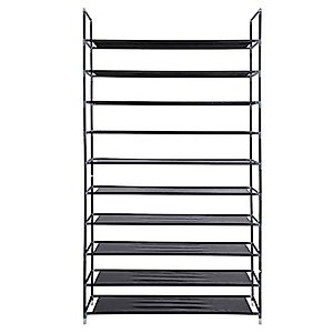 Mekek 100cm Wide Shoe Rack Organizer Storage Shoes Shelves Space 10 Tier Standing Black