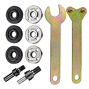 Eyech Drill Angle Grinder Adapter, 6mm &10mm Arbor Mandrel Adaptor with 2 Spanner Wrench and 3 Set Flange Nut Parts Set, Electric Drill Conversion Angle Grinder Connecting Rod Kit