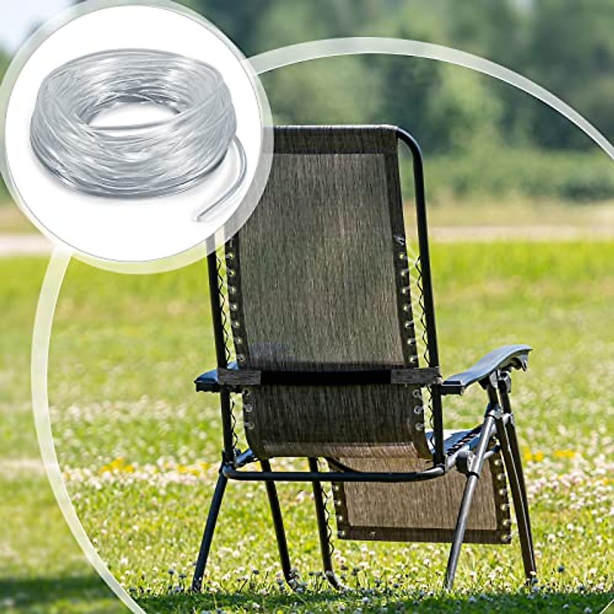 Vinyl Sling Chair Spline 1/4" Outdoor Patio Chair Spline Long Solid Replacement Awning Cord Replacement Fabric Sling Chair Spline Replacement for Outdoor Patio Lawn Garden Pool Furniture(25 ft)