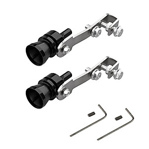 Jawmoy Pack-2 Car Turbo Whistle, Aluminum Turbo Sound Whistle Exhaust Muffler Sound Booster, 4.05" x 2.32" Car Roar Maker Tail Pipe Whistle for Most Cars, Motorcycles (Black)