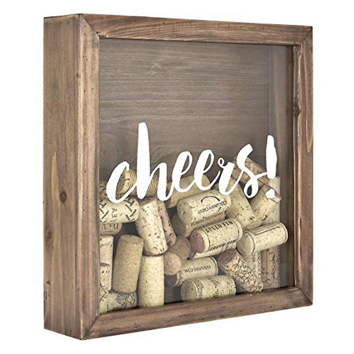 MCS 66959 Bar None Cheers Wine Cork Holder Shadowbox, 10"x10", Brown