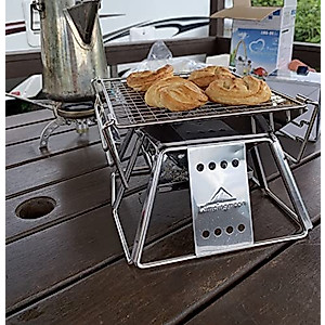 CAMPINGMOON Small Size Stainless Steel Portable Tabletop Charcoal Grill with Carry Bag X-MINI