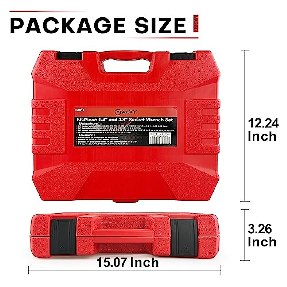 WETT 1/4" and 3/8" Drive Socket Set, 86-Piece Socket Wrench Set with Quick-Release Ratchet, Extention Bar, Adapter, 1/4" Bits, CR-V Steel, Metric/SAE, Deep/Shallow, Mirror Chrome Finish