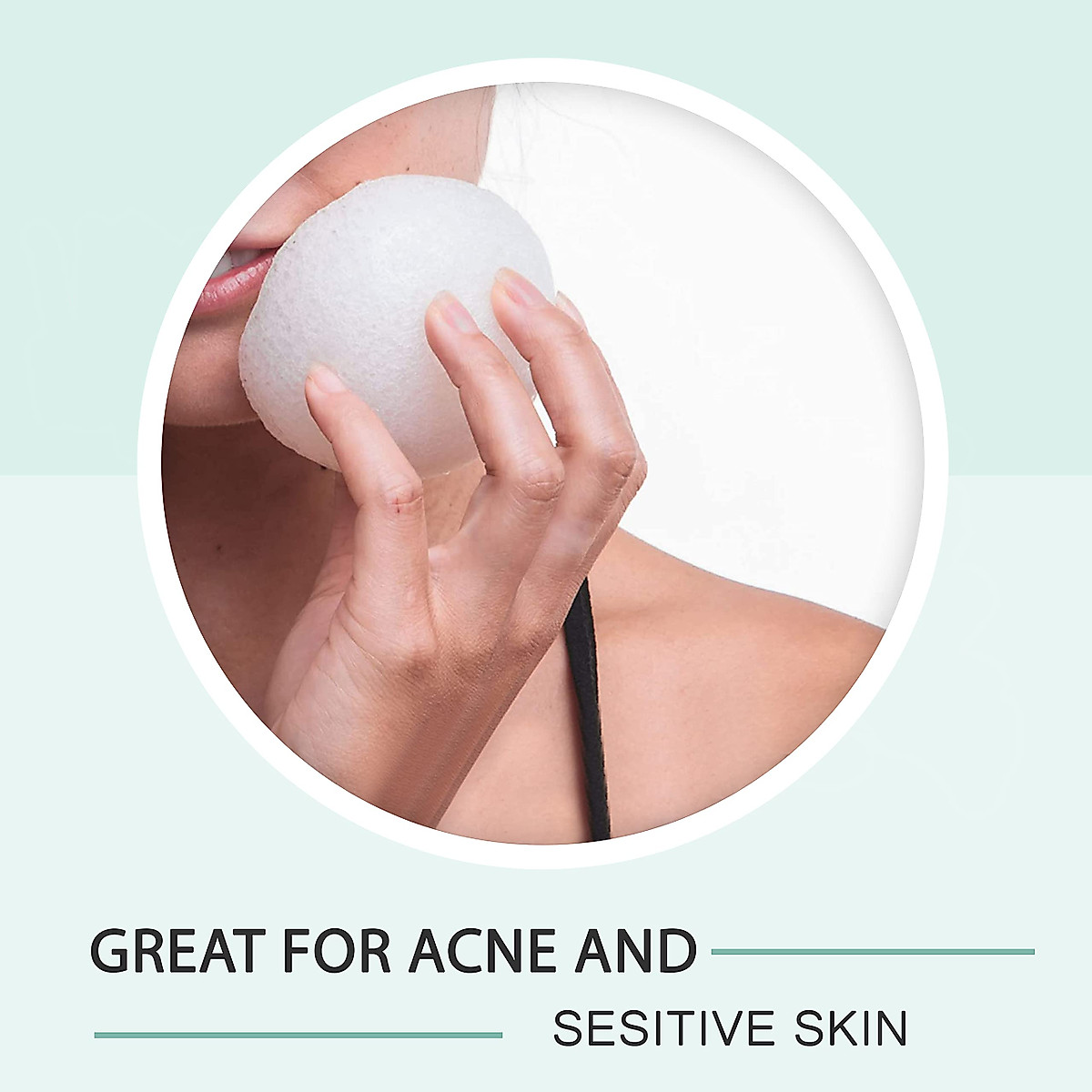 pureSOL Konjac Sponge - Activated Charcoal - Facial Sponge, 100% Natural Sponge, Eco-Friendly - Great for Acne, Exfoliating