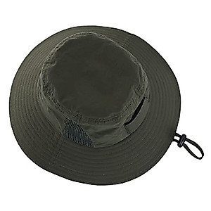 Connectyle Lightweight Cool Mesh Ponytail Bucket Sun Hat for Women UPF 50+ Summer UV Hat Army Green