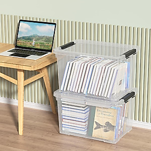 Ucake 50 Quart Clear Storage Latching Bin with Lid, Large Plastic Storage Box with Wheels, 4 Packs