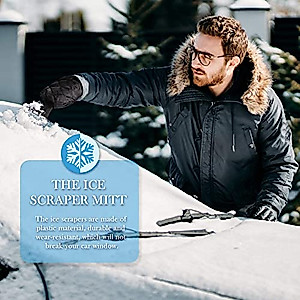 Ice Scraper Mitt for Car Windshield, Waterproof Snow Remover Scraper Glove with Thick Fleece Lining for Home Car Window Snow Remover Scratch-Free