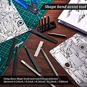 12 Metal Model Tool Kits Including 7 Metal Model Long Edge Bending Tools Tab Twisting Tool Cylinder Cone Shape Bend Assist 1 Clipper 4 Metal Tweezers for 3D DIY Metal Jigsaw Puzzles Assembly