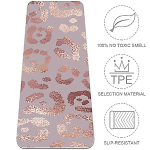 Siebzeh Fit Yoga Mat Rose Gold Leopard Skin 6mm Eco Friendly Rubber Health&Fitness Slip-Resistant Mat for All Types of Exercise, Yoga, and Pilates (72" x 24" x 6mm Thick)