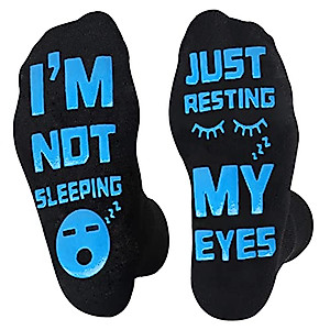 xywlwoer Birthday Gifts for Dad Grandpa,Christmas Gifts Stocking Stuffers for Men Women-Im Not Sleeping Just Resting My Eyes Funny socks