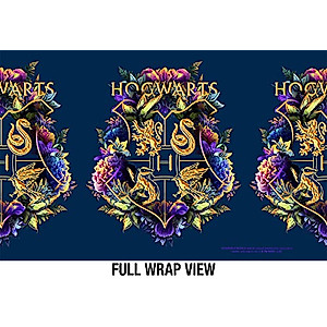 Harry Potter OFFICIAL Hogwarts Multi-Colored Floral Crest 18 oz Insulated Water Bottle, Leak Resistant, Vacuum Insulated Stainless Steel with 2-in-1 Loop Cap