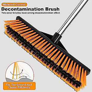 16" Heavy Push Broom for Outdoor Floor Cleaning Heavy Duty Outdoor Broom with 54" Long Handle,Outdoor Broom for Deck,Driveway,Garage,Yard,Deck,Patio,Warehouse,Concrete