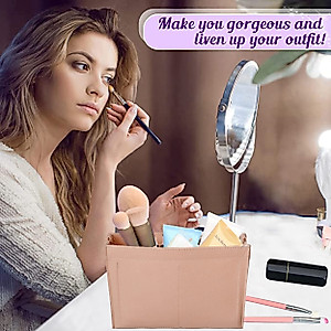 MISIXILE Felt Purse Insert Organizer with Zipper And Gold Buckles,Handbag Organiser Insert fits Toiletry Pouch 19 26(Pink-S)