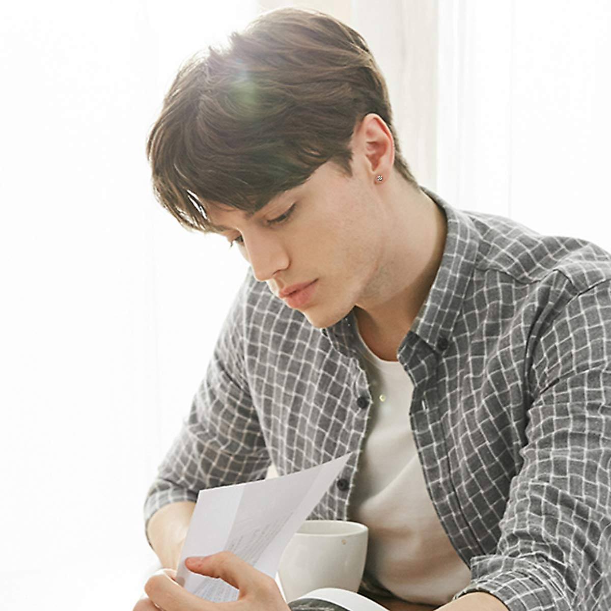 Silver Stud Earrings for Women Men 4 Pairs of Hypoallergenic Small White Gold Plated Cubic Zirconia Cartilage Earrings Jewelry Sets (2mm/3mm/4mm/5mm)