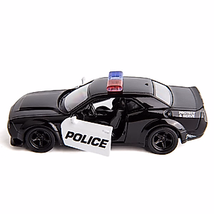 BDTCTK 1/36 Scale Challenger Police Car Model, Zinc Alloy Die-Cast Pull Back Vehicles Kid Toys for Boy Girl Gift (Black)