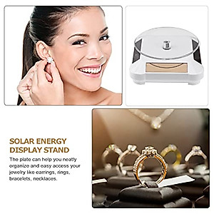 Housoutil Mobile Holder Solar Rotating Display Stand, 10cm/ Load 500g Rotating Turntable Stand for Jewelry Watch Mini Model- White Bracelets Holder