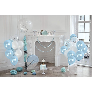 Treasures Gifted Metallic Light Blue Balloons - Baby Blue Balloons, Pastel Blue Balloons 12 Inch - Pastel Latex Balloons, Dusty Blue Balloons - Sky Blue Balloons - Metallic Blue Balloons 72
