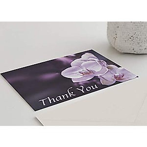 Funeral Thank You Cards - Sympathy Bereavement Thank You Cards With Envelopes - Message Inside (25, Purple Orchid)