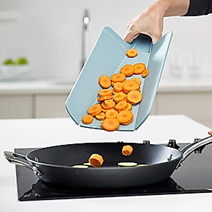 Joseph Joseph Chop2Pot Foldable Plastic Cutting Board 15 x 8.75 Non-Slip Feet 4-inch Handle Dishwasher Safe, Small, Dove Gray