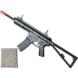Airsoft Spring Powered Rifle Foldable Stock DE M307 Adjustable Hop Up Manual Safety 300 FPS with Free 1000 Bulldog Airsoft BBS 6mm