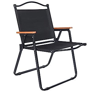 YSSOA, Large Folding Camp Chair for Adults with Handle and Storage Bag, Size, 264lbs Load Bearing Collapsible Outdoor Furniture for Leisure, Beach, Picnic, Hiking, Fishing (Color: Black)