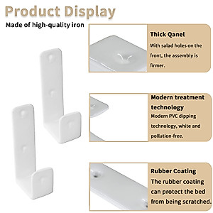 HARSKIYER 4pcs Metal Bed Ladder Hooks Brackets, White PVC Coated Bed Hooks Heavy Duty j Hook Hanger Utility Hooks Hanger Replacement Hooks for Bunk Bed Decoration Hook Tool