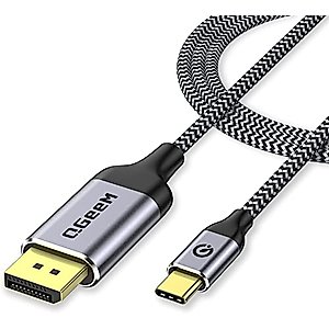 QGeeM USB C to DisplayPort Cable for Home Office, 10ft (4K@60HZ, 2K@165Hz) Thunderbolt 3 to Displayport Cable Compatible with MacBook Pro/Air, Ipad Pro 2020/2018, Surface Book 2, XPS 15/13 (10ft)