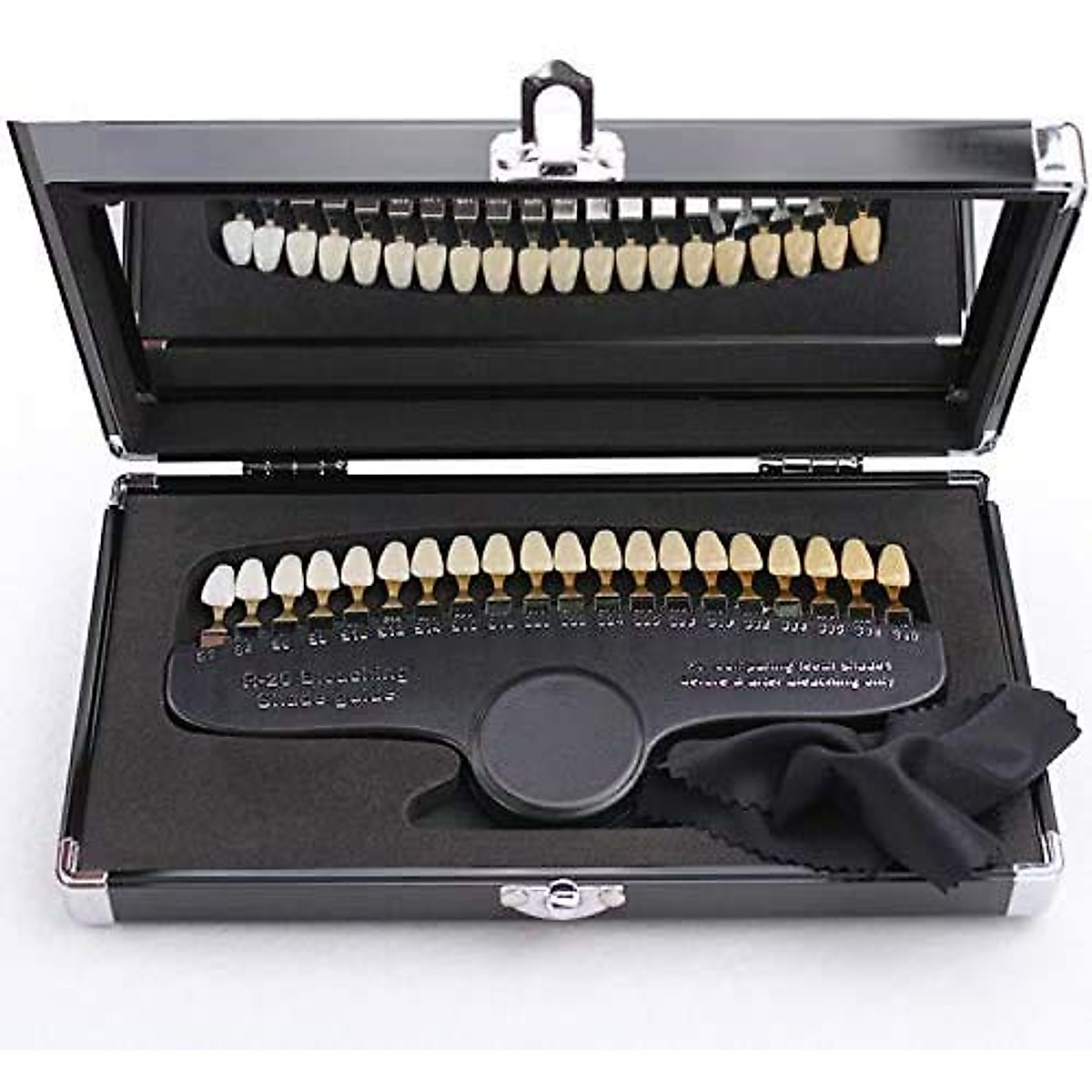 Professional 3D R-20 Teeth Whitening Shade Guide with Mirror, Classical Tooth Bleaching Shade Chart 20 Colors