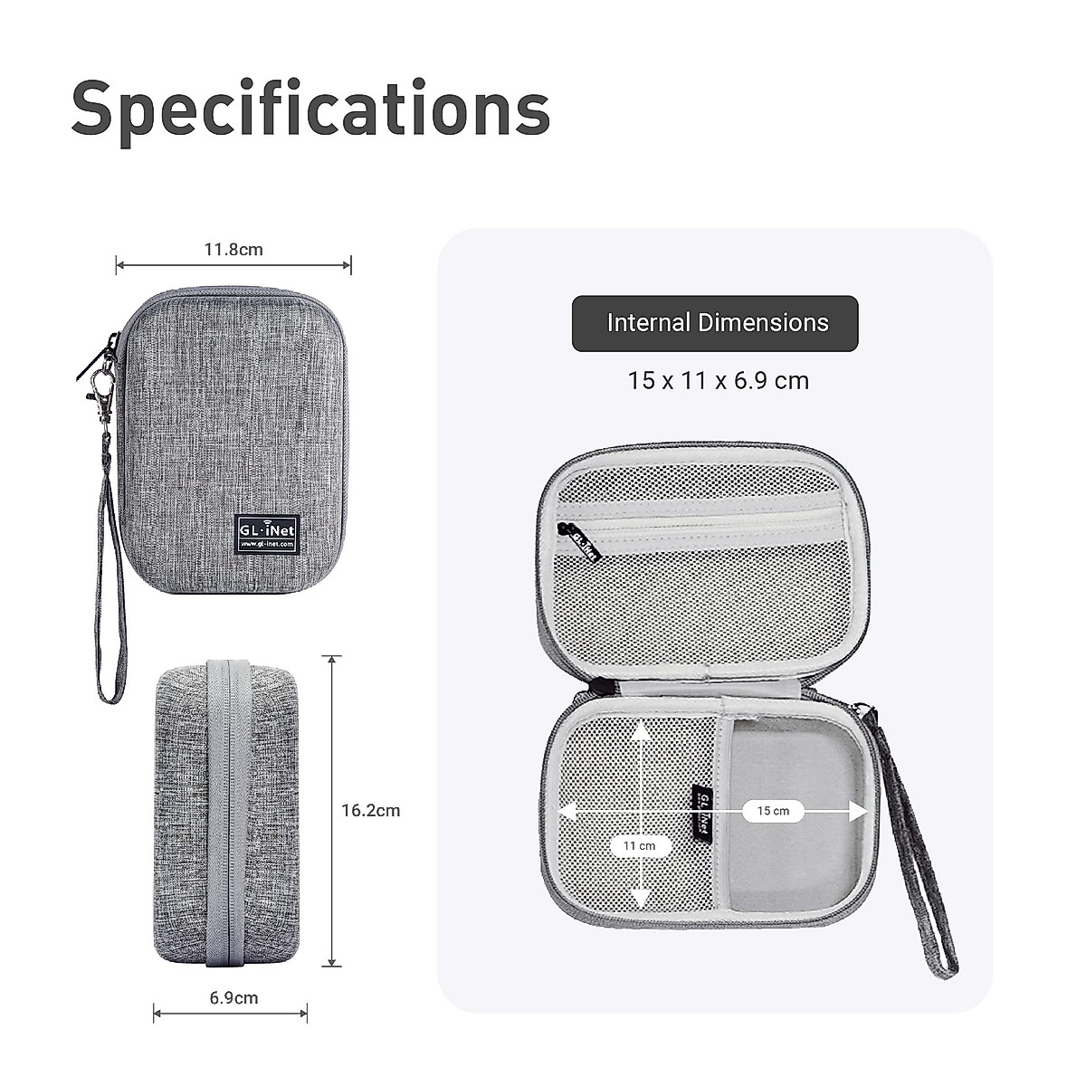 GL.iNet GL-A1300 (Slate Plus) Wireless VPN Encrypted Travel Router & Gadget Organizer Case(Grey)
