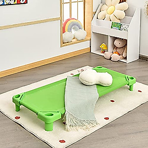 KOTEK Stackable Sleeping Daycare Cots for Kids, Portable Toddler Nap Cots, 52" L x 23" W, Ready-to-Assemble, Space-Saving Children Naptime Cot for Classroom Preschool (Set of 4)