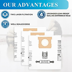 12 Pack VF3503 VF2004 Size B Filter Bags Compatible with Ridgid 6-9 Gallons Wet/Dry Vacuums WD5000, WD5500, WD0970, WD0975, WD0670