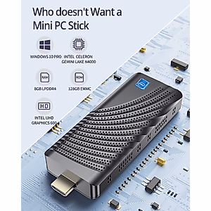 Mini PC Stick 8GB DDR4 128GB eMMC Intel Celeron N4000 (Up to 2.6GHz) Mini Computer Stick with Windows 10 Pro Supports 4K HDMI, 2.4G/5G WiFi, Bluetooth 4.2, Auto Power On, HTPC