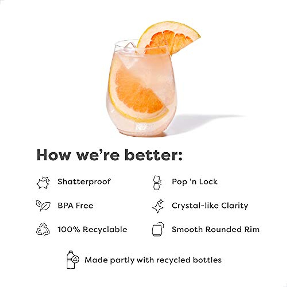 TOSSWARE POP 18oz Vino XL SET OF 48, Premium Quality, Recyclable, Unbreakable & Crystal Clear Plastic Wine Glasses, 48 Count (Pack of 1)