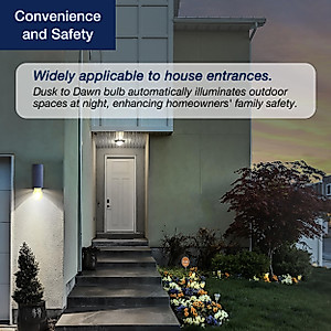 FLSNT Dusk to Dawn Outdoor Sensor A19 LED Light Bulb, 5000K Daylight, 7W (60W Eqv.), 800LM, Vintage Filament E26 Base,Auto On/Off Photocell Automatic for Energy-Efficient Outdoor Lighting, 4 Pack