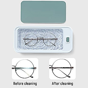Ultrasonic Glasses Cleaner, Small Ultrasonic Cleaner, Household Ultrasonic Jewelry Cleaner- Portable Professional Ultrasonic Cleaner for Cleaning Jewelry Eyeglass Watch Ring Necklace & Make-up Brush