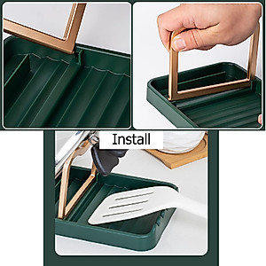 Spoon Rest with Pot Lid Holder for Kitchen Counter, Spatula Spoon Fork Holder for Cooking, Ladle Pot Lid Utensil Rest Kitchen Gadgets Accessories for Cooking (Grey)