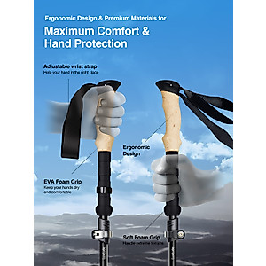 Luxtude Trekking Poles Hiking Poles, Collapsible Folding Hiking Sticks, Ultra Lightweight Aluminum 7075 Walking Sticks for Women and Men, Adjustable Hiking Stick with Aluminum Flip-Lock (2 Pack)