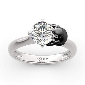 Jeulia "Keep Your Cool Penguin Round Cut Sterling Silver Ring Fashion Anniversary Promise Engagement Wedding Ring Set for Her With Gift Jewelry Box (7)