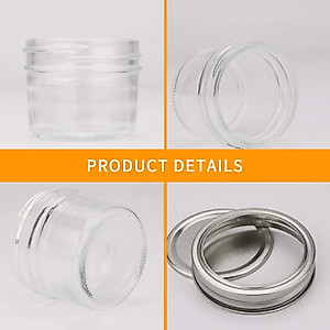 Accguan 4oz / 120ml Mason Jars Glass Jelly Jars, Canning Jars With Regular Lids, Ideal for Honey,Jam,Wedding Favors,Shower Favors, 40 Pack