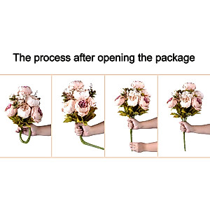 ShengyuanLouiesya Louiesya Artificial Flowers Fake Silk Peony Flower Bouquet Floral Plants Decor for Home Garden Wedding Party Decor Decoration (Orange)