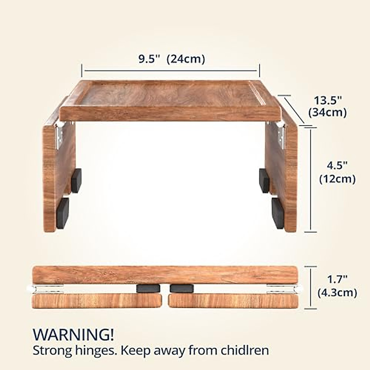 Couch Arm Table Tray with Phone & Tablet Holder – Brown | Premium Clip-On Sofa Arm Tray for Snacks, Drinks, Remotes, and More – Perfect Sofa Side Table for Living Room Comfort