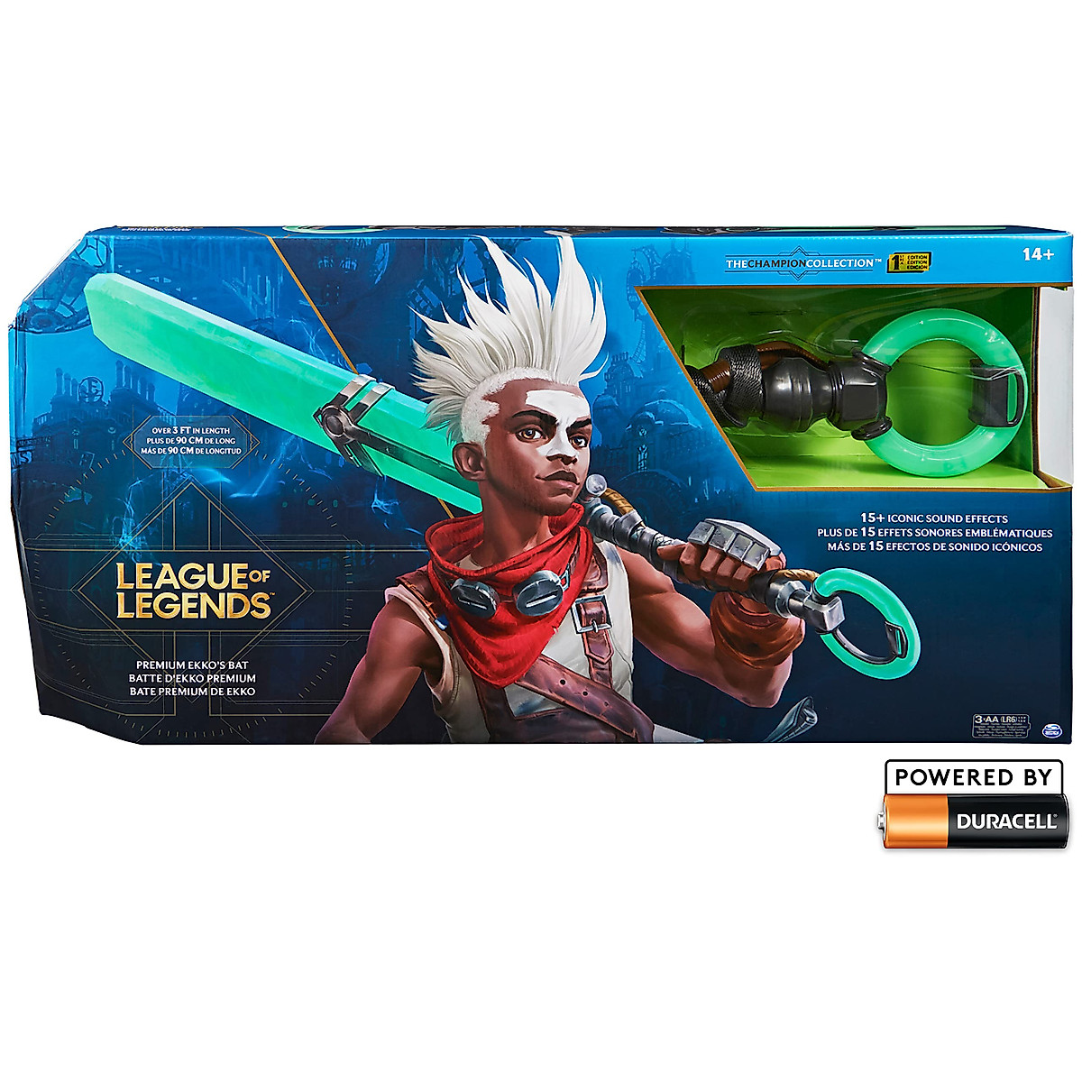 League of Legends, Life-Size Ekko’s Bat, Over 3 Feet with 15+ Iconic Lights and Sounds, Premium Cosplay, Display Stand, Champion Collection, for Ages 14 and Up
